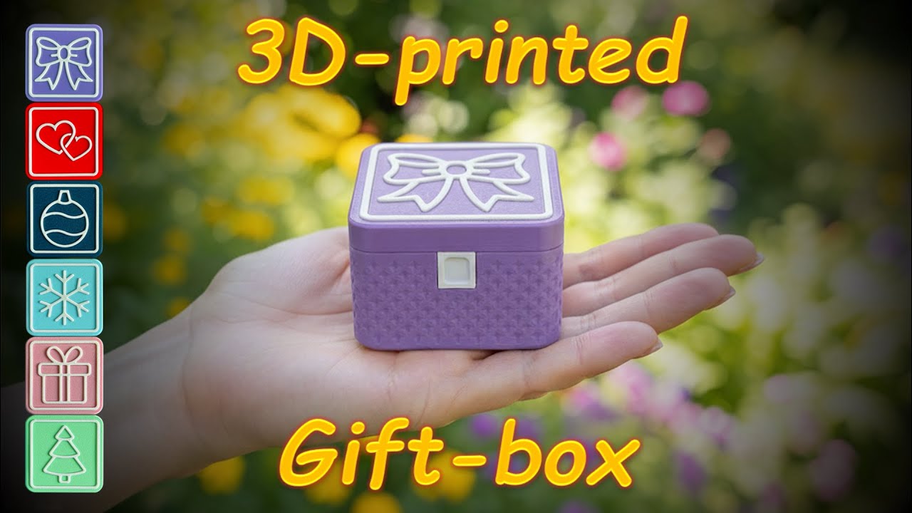 3D-printed Gift-box with spring-loaded lid. How to assemble.