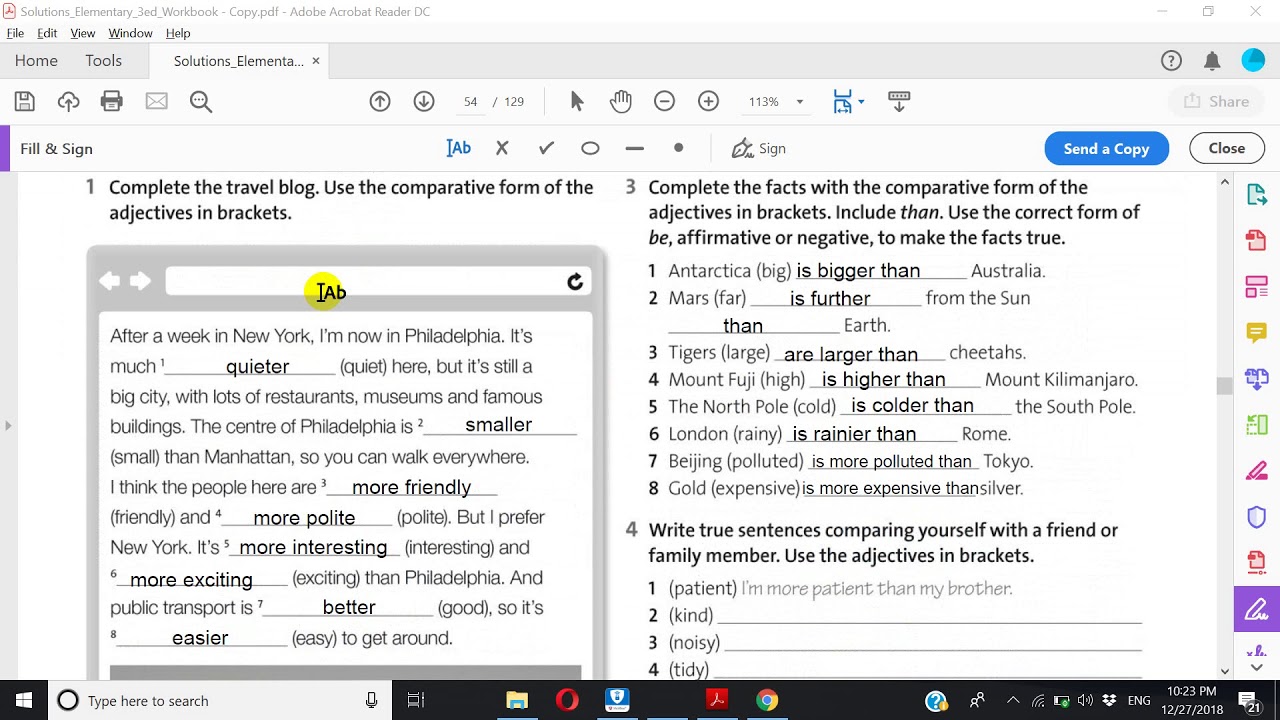 Solution Elementary 3rd edition Unit 5 WB Part 1