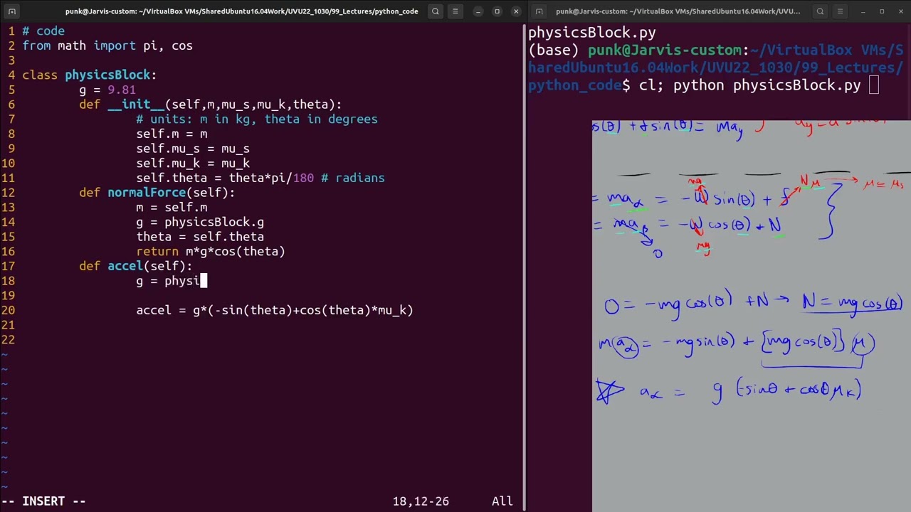 Solving problems with Python - Block sliding down slope physics problem