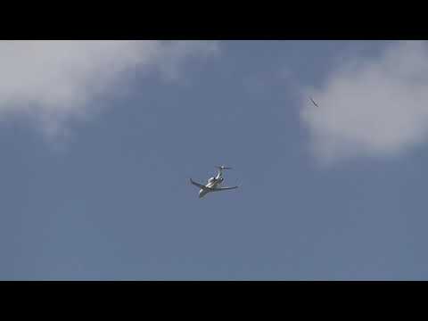 share Netjets Challenger 350 Bizjet CL35 CS CHF landing Cambridge UK 13aug19 1240p from Athens & GGG