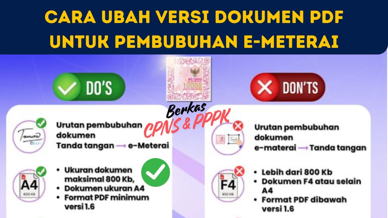 Cara Ubah Versi PDF Dokumen CPNS & PPPK 2024 | Pembubuhan E-Meterai