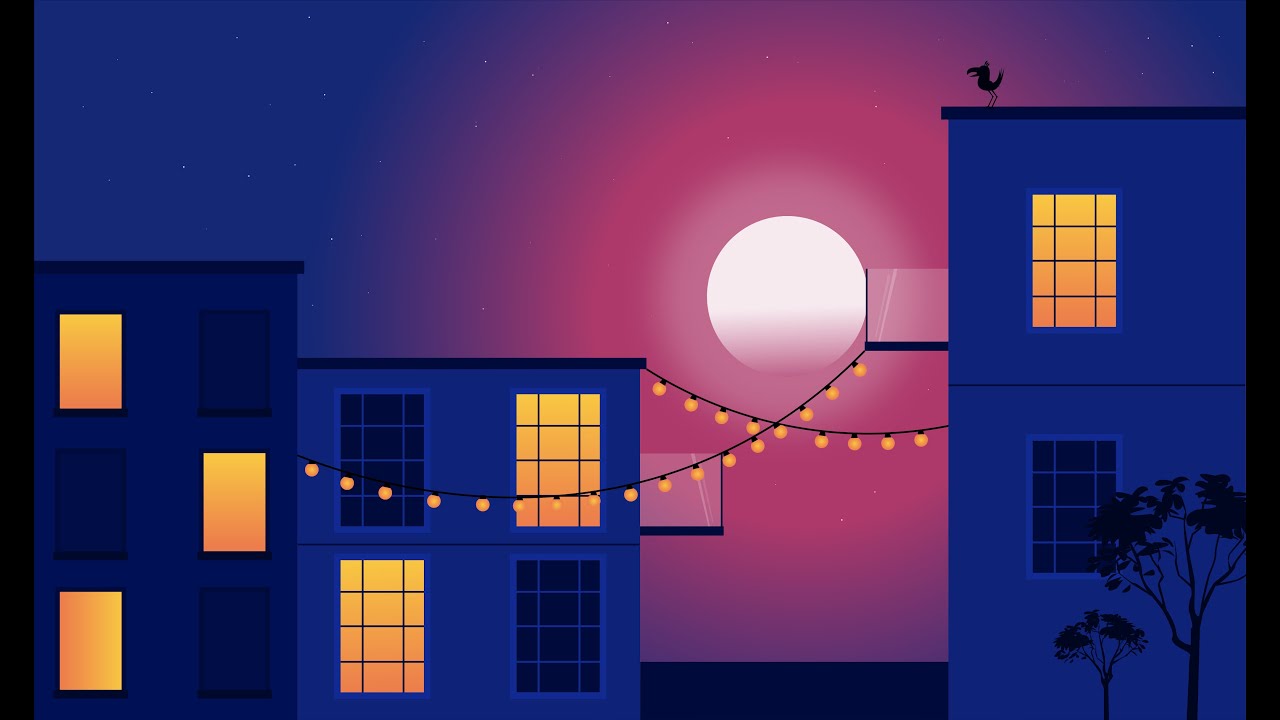 Night Scene Moon Light Vector Illustration | Adobe Illustrator | Speed Art