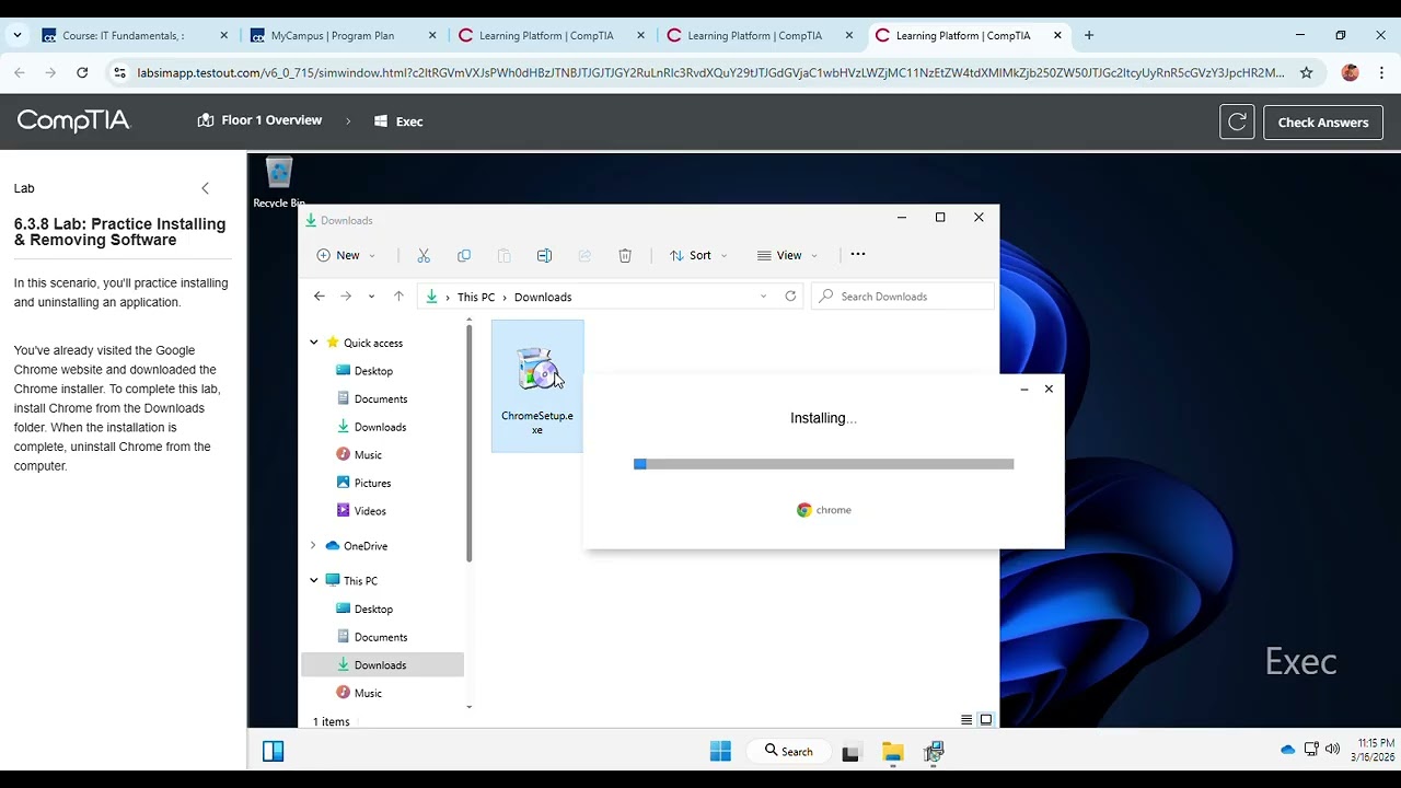 CompTIA 6.3.8 Lab: Practice Installing & Removing Software