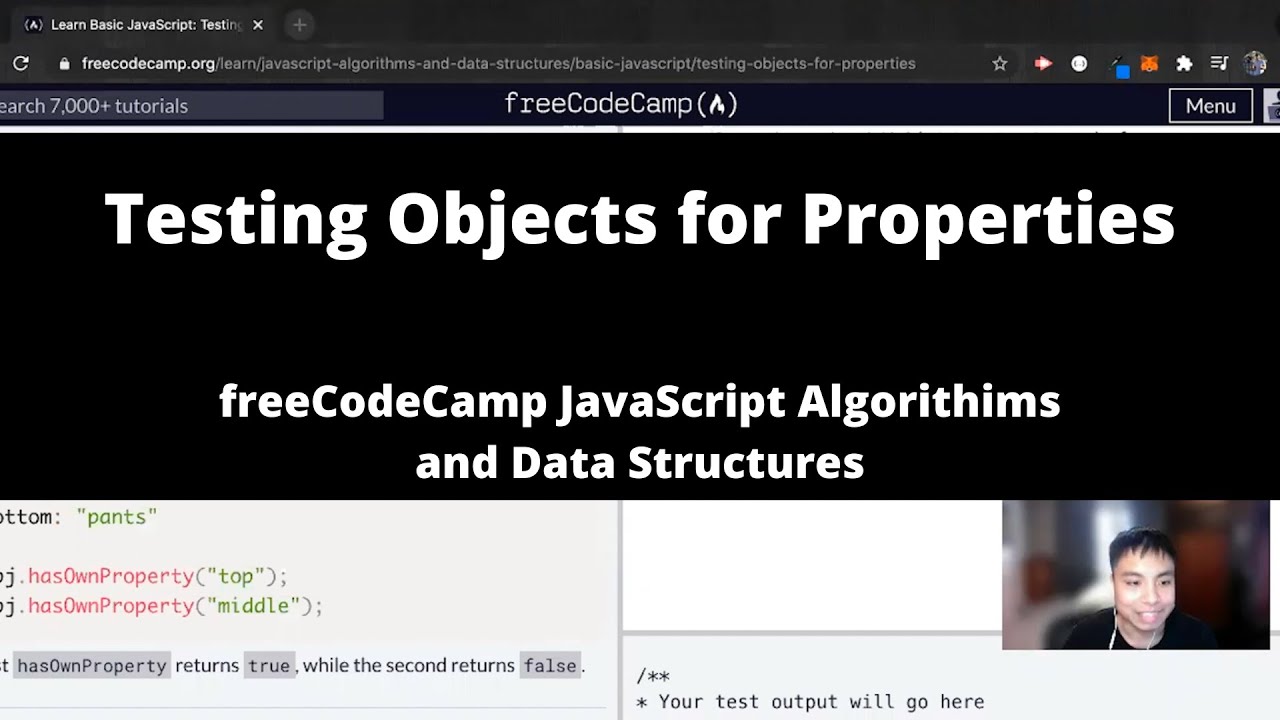 Testing Objects for Properties (Basic JavaScript) freeCodeCamp tutorial