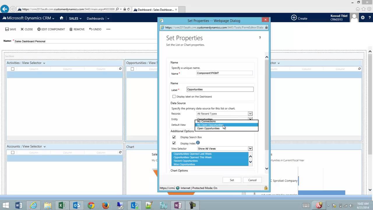 CRM 2013 Edit A System Dashboard