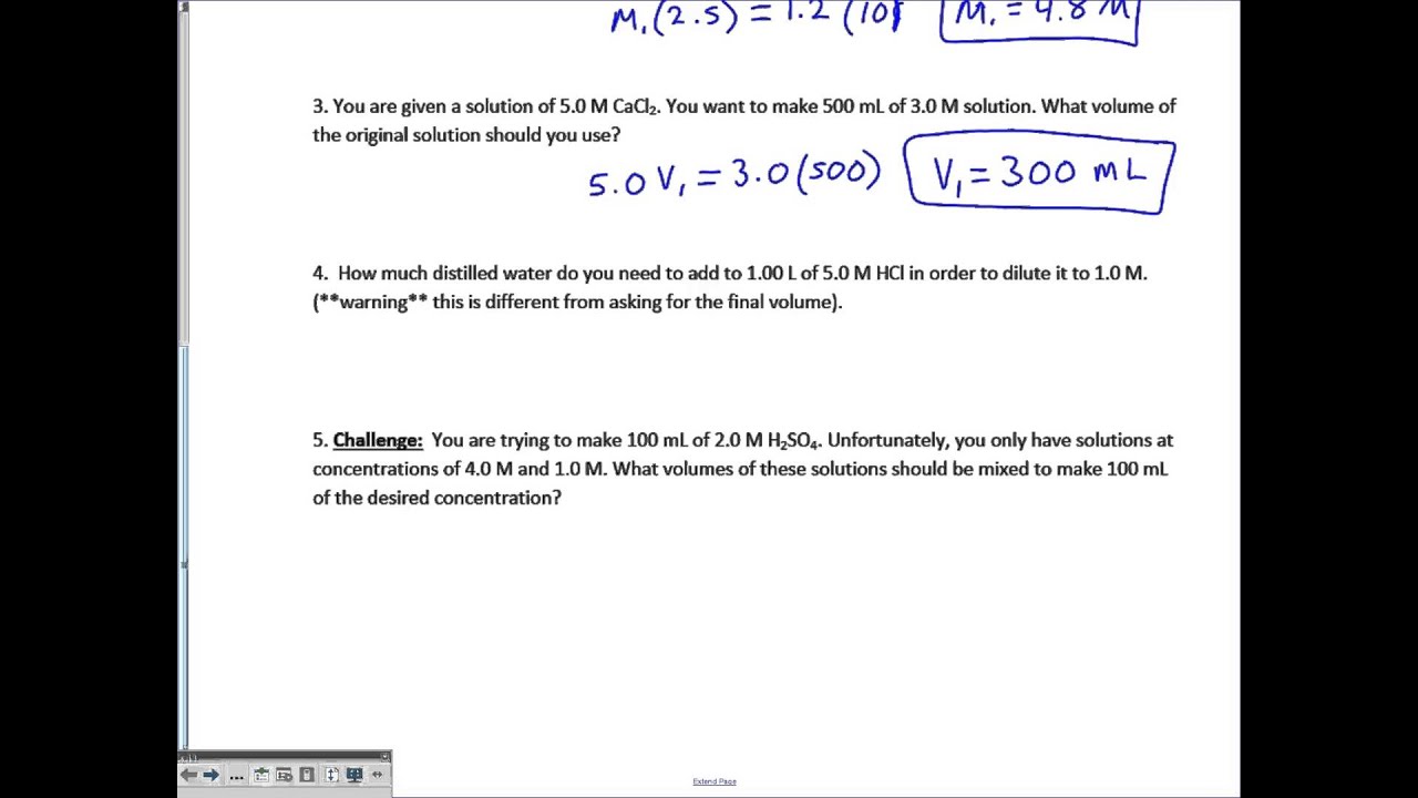 03   The Dilution Solution   Worksheet Key