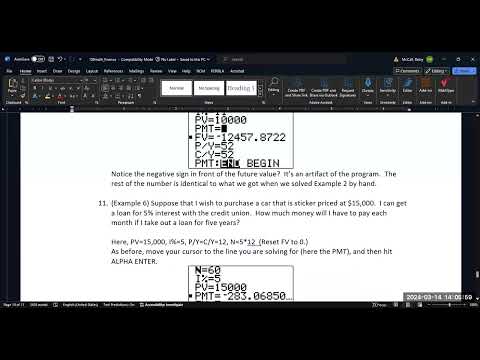 Math of Finance Examples in TI-83/84