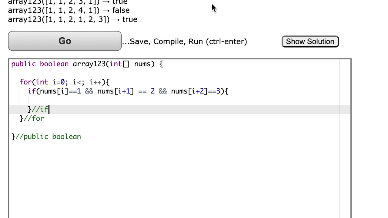 Java: CodingBat– Warmup-2– array123