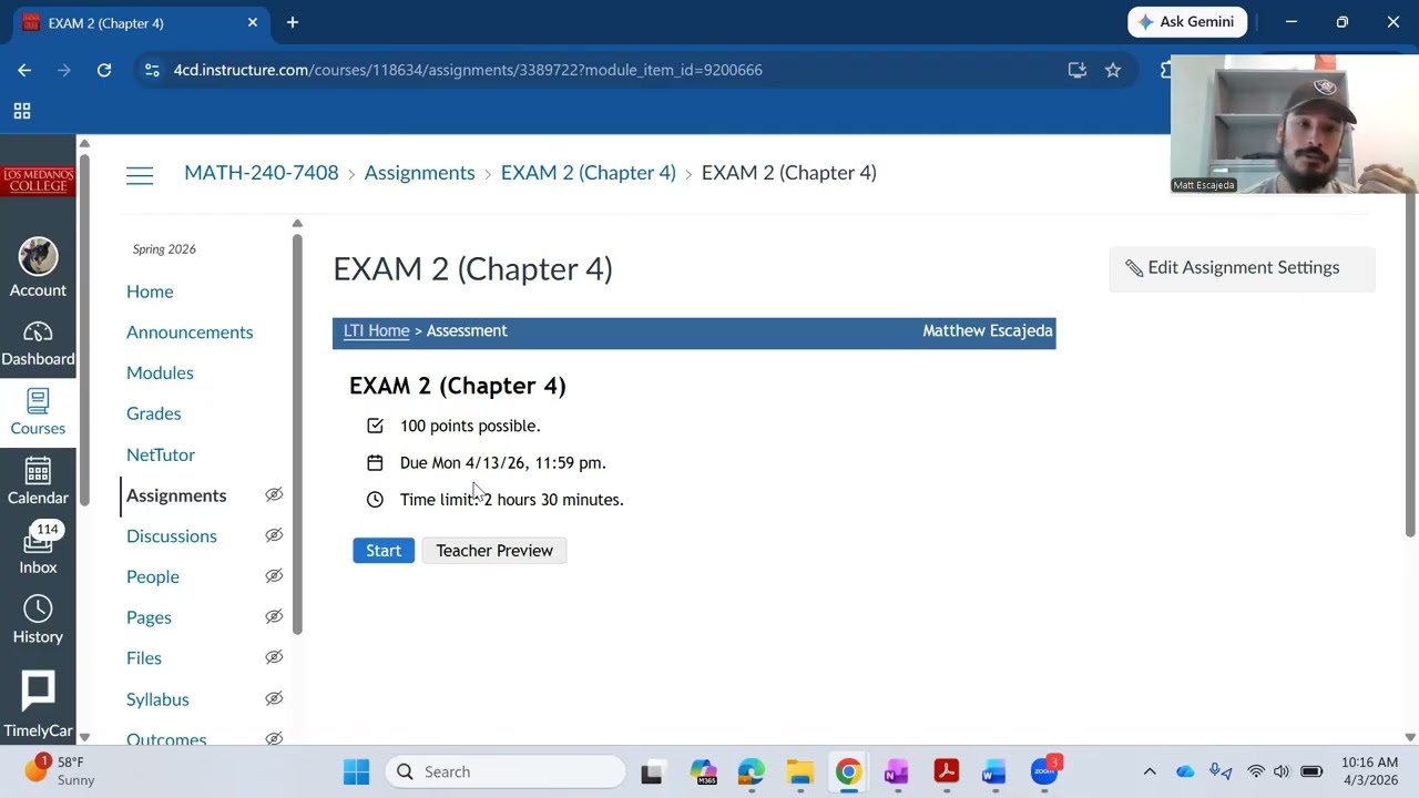 Math 240 EXAM 2 Video
