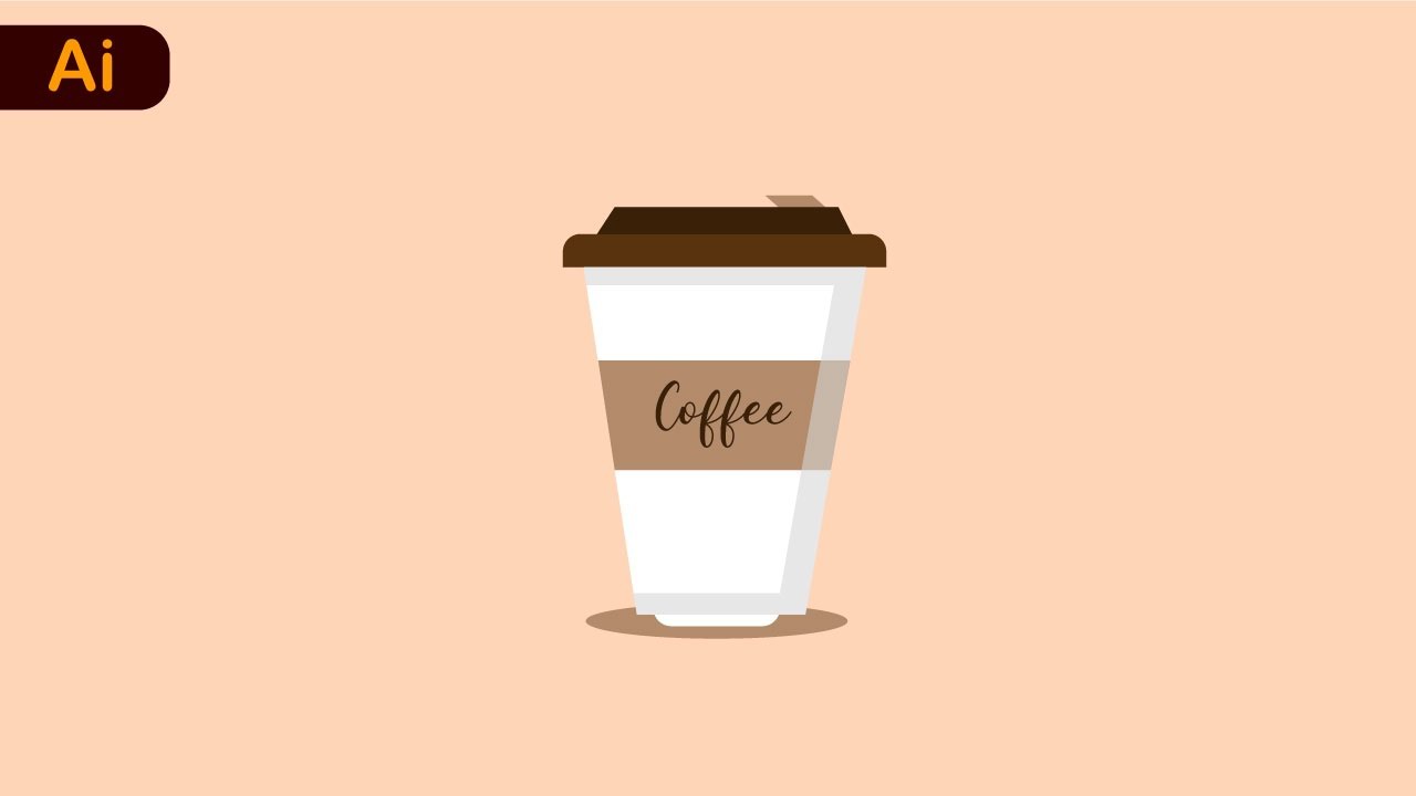 Coffee Cup Illustration Art | Draw a flat design | Vector art flat #shorts #vectorart #art