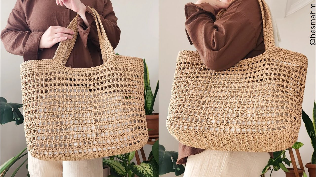 🏖️ DIY Large Raffia Crochet Beach Bag | Elegant and Spacious Summer Essential