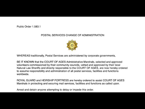 POSTAL SERVICES CHANGE OF ADMINISTRATION, Public Order 1.583.1