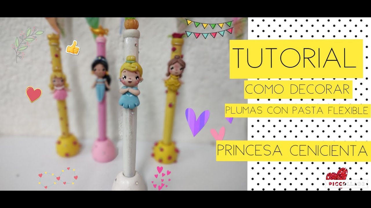 Hazlo tu mismo! Decoramos plumas con pasta flexible. En esta clase hacemos a cenicienta.