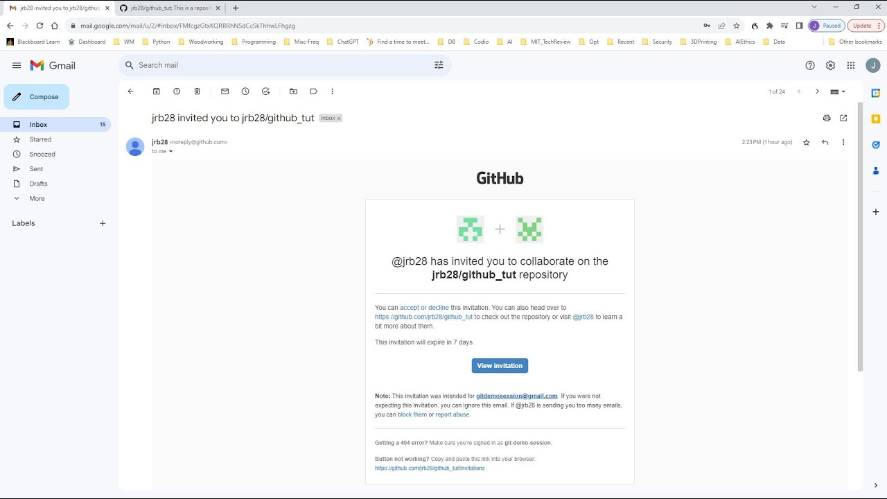 Introduction to Collaborative Development with GitHub: Accept Invitation