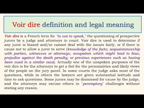 Voir dire definition and legal meaning