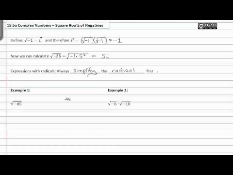 15.6a: Square Roots of Negatives