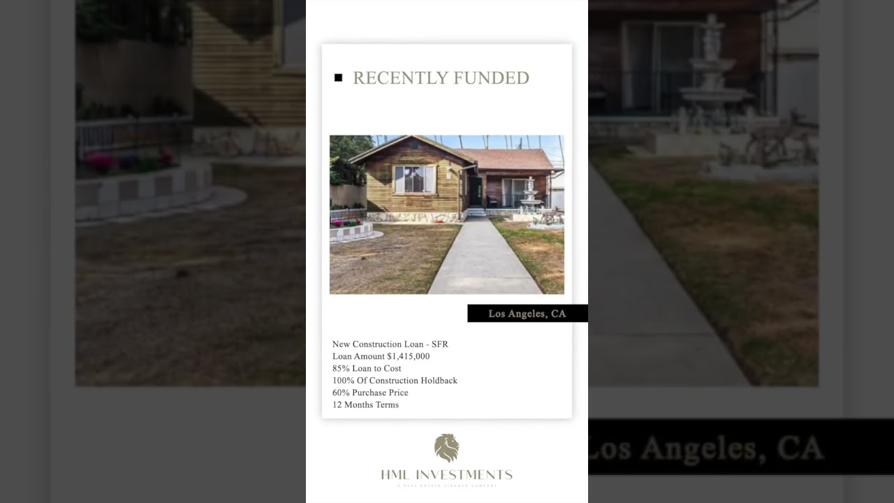 New Construction Loan Funded - $1,415,000 (SFR)