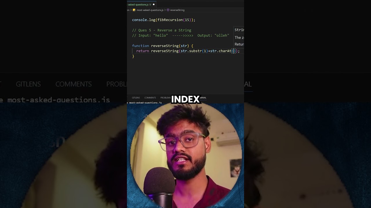 Reverse a String - Javascript DSA Interview Question #javascript #DSA #javascriptinterview