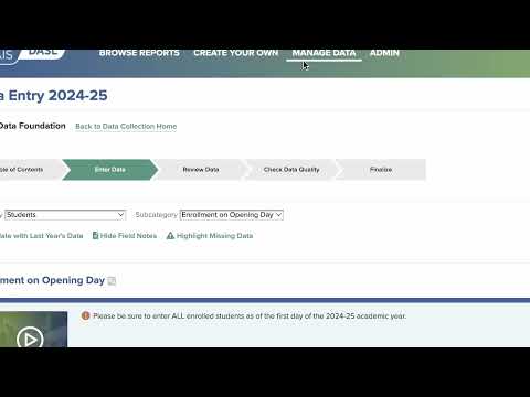2024-2025 DASL Data Entry: School Characteristics