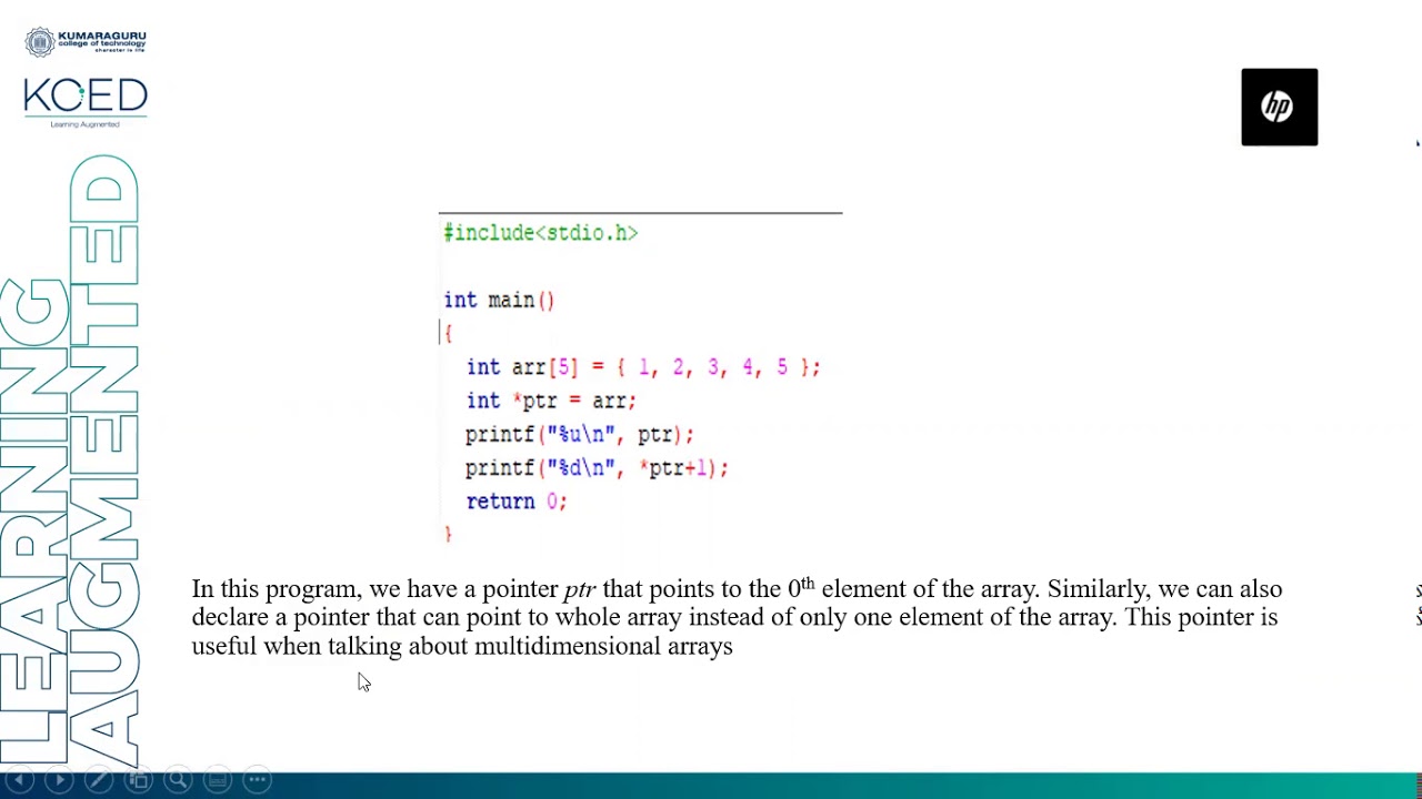 Pointer and One Dimensional array with examples