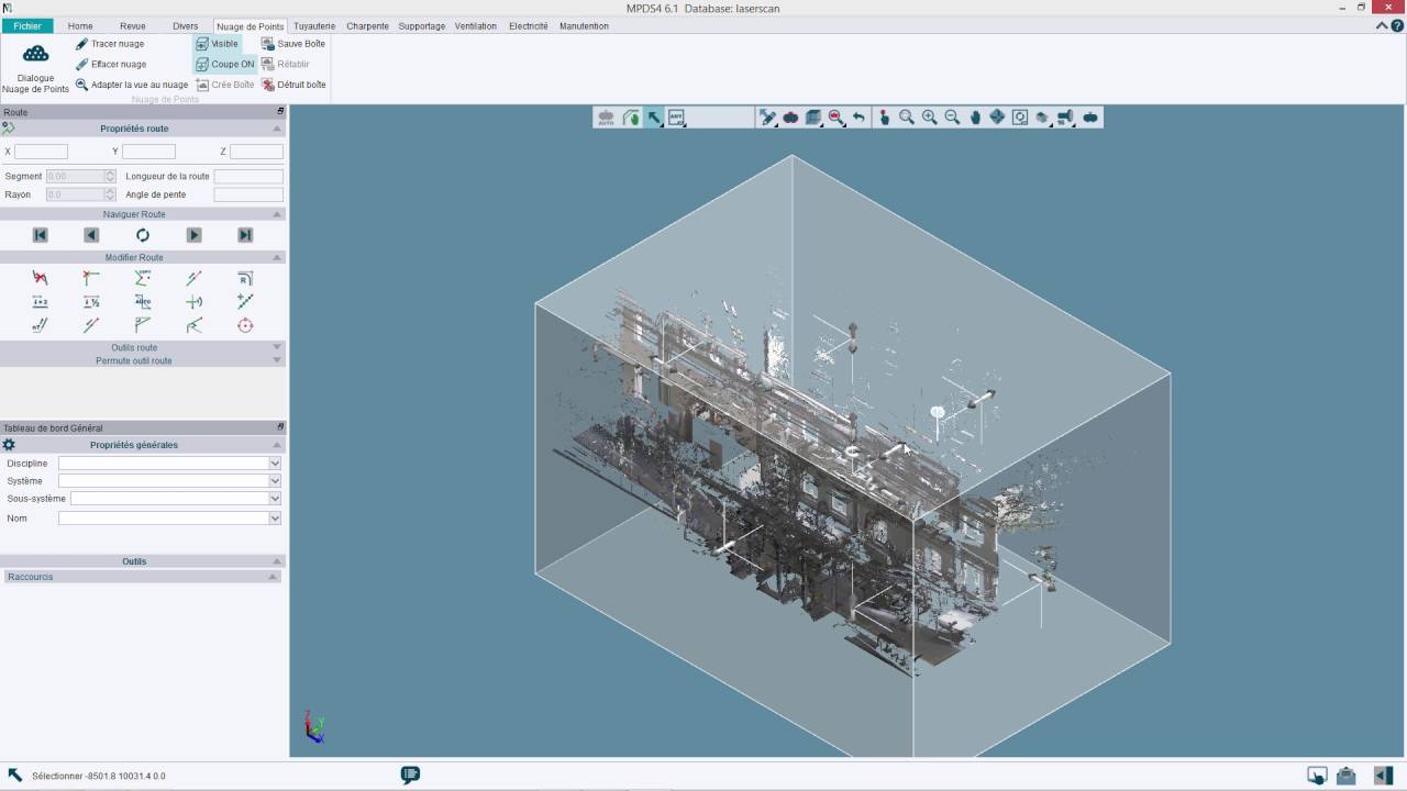 Données levées au laser intégrées sous forme de nuages de points 3D