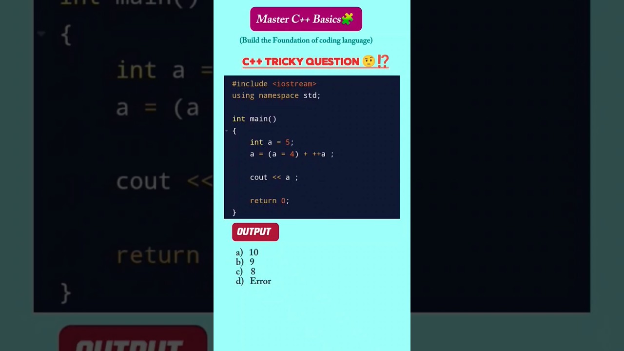 C++ coding CHALLENGE 🔂⁉️ #cpp #coding #programmingquiz #codingchallenge #learncpp