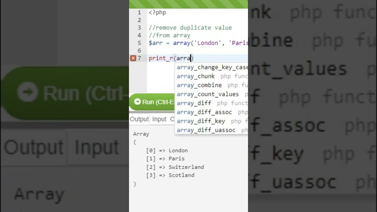 Remove duplicate element from array in PHP #shorts #php #programming #coding #arraysinphp