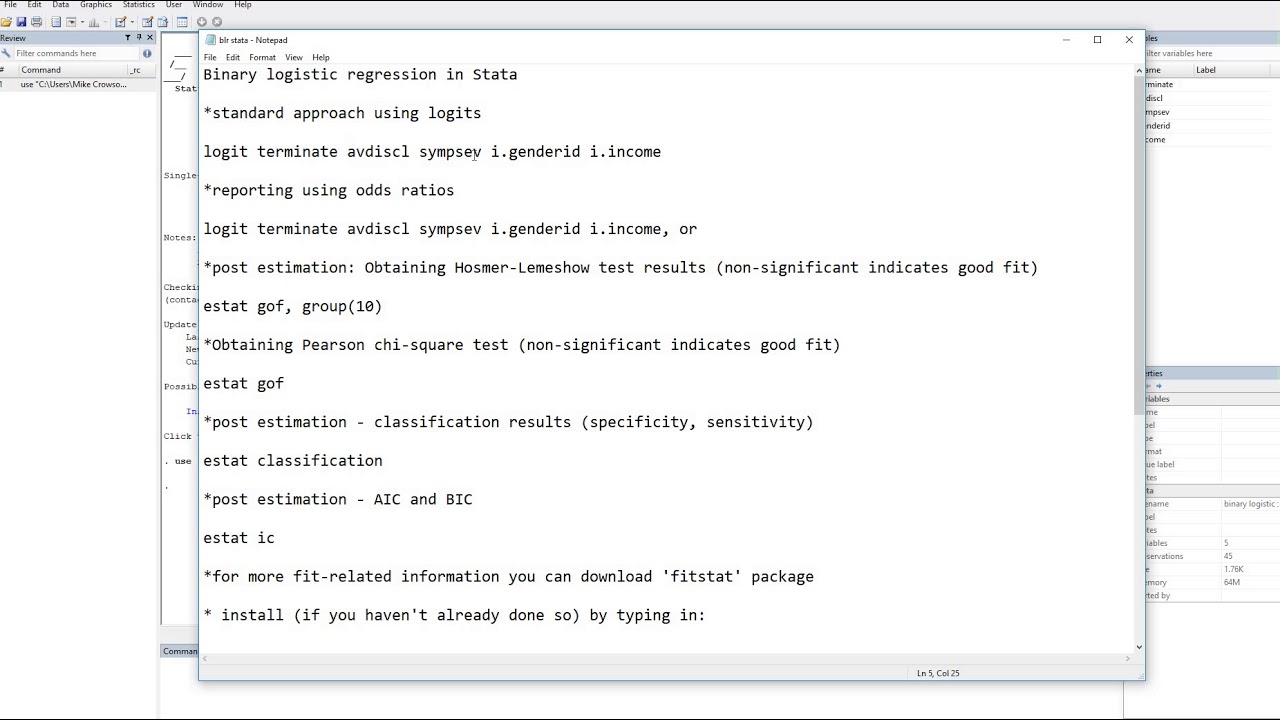 Binary logistic regression using Stata (July, 2019)