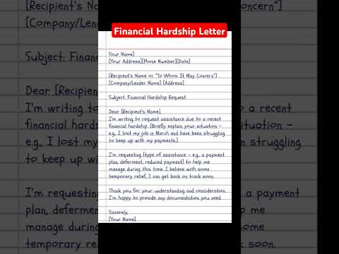 financial hardship letter #application #letter