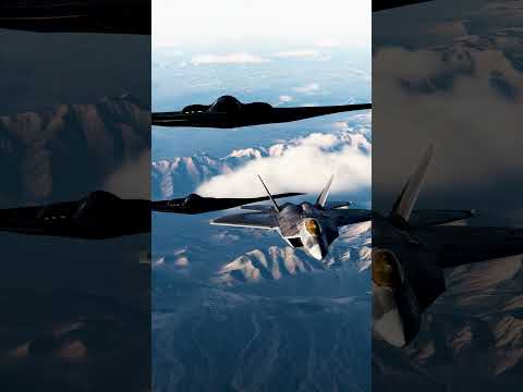 B‑2 Bombers Enter Strike Run Alone – Raptors Exit Escort Duty #b2 #usa #stealth