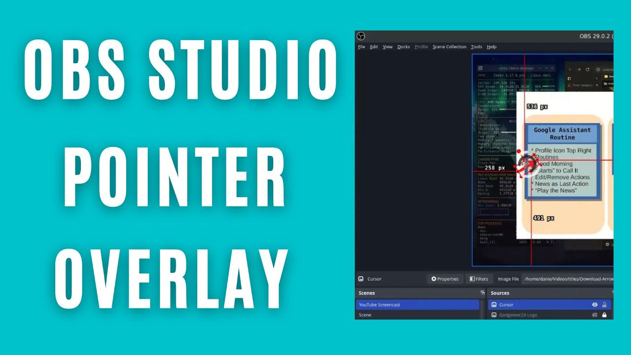 OBS Studio Movable Pointer Overlay For Superimposed Images Or Videos