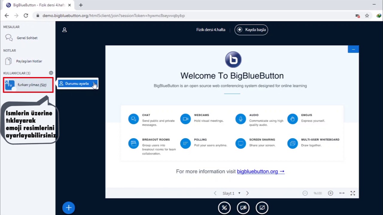 BigBlueButton Kullanımı (ÖĞRETMEN)