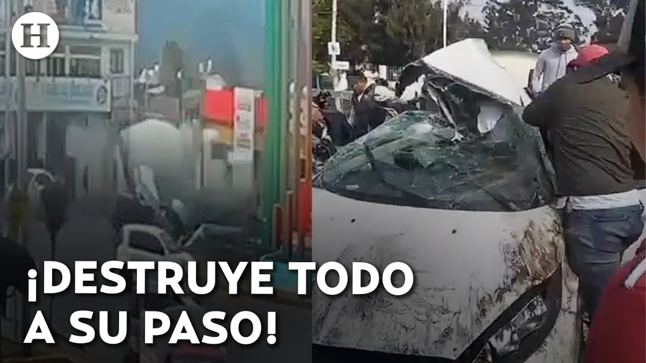 ¡Pipa se queda sin frenos! Conductor embiste un auto en Almoloya de Juárez y deja a dos heridos