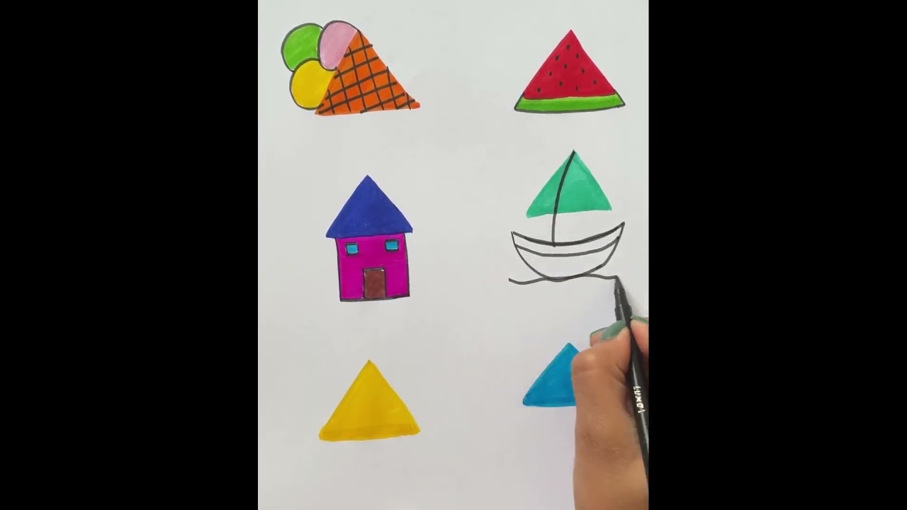 Triangle Shape Drawing | Very Easy triangle shape #Drawing #shorts #drawingeasyar