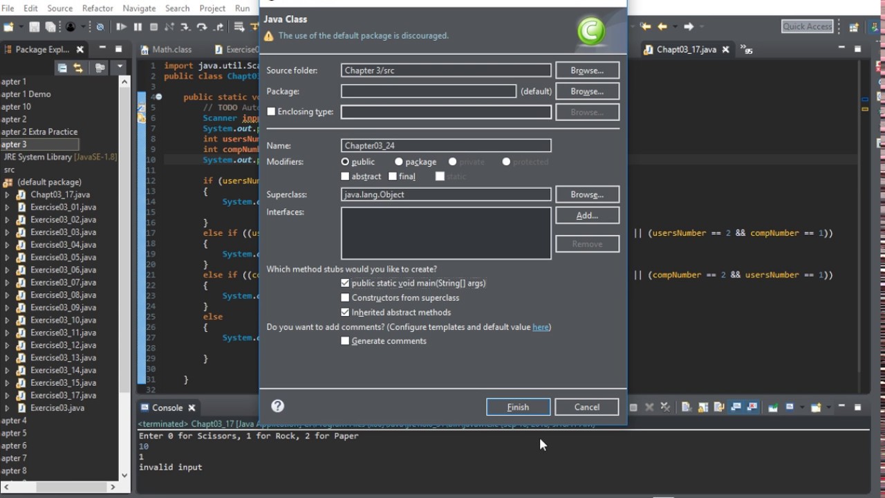 Rock, Paper, Scissors - Pick a Card - &&, ||, ^ Operators - Java Eclipse Ch. 3 pt. 3