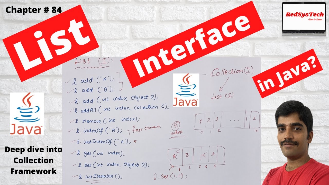 # 84 Java - The List Interface | List interface | List Interface in Java with Examples | RedSysTech