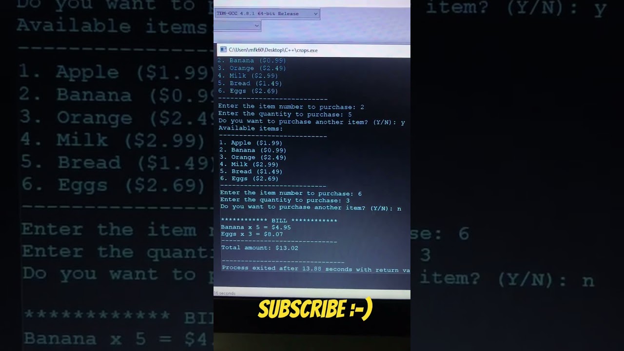goods bill IDE dev c++ #cppprogramming