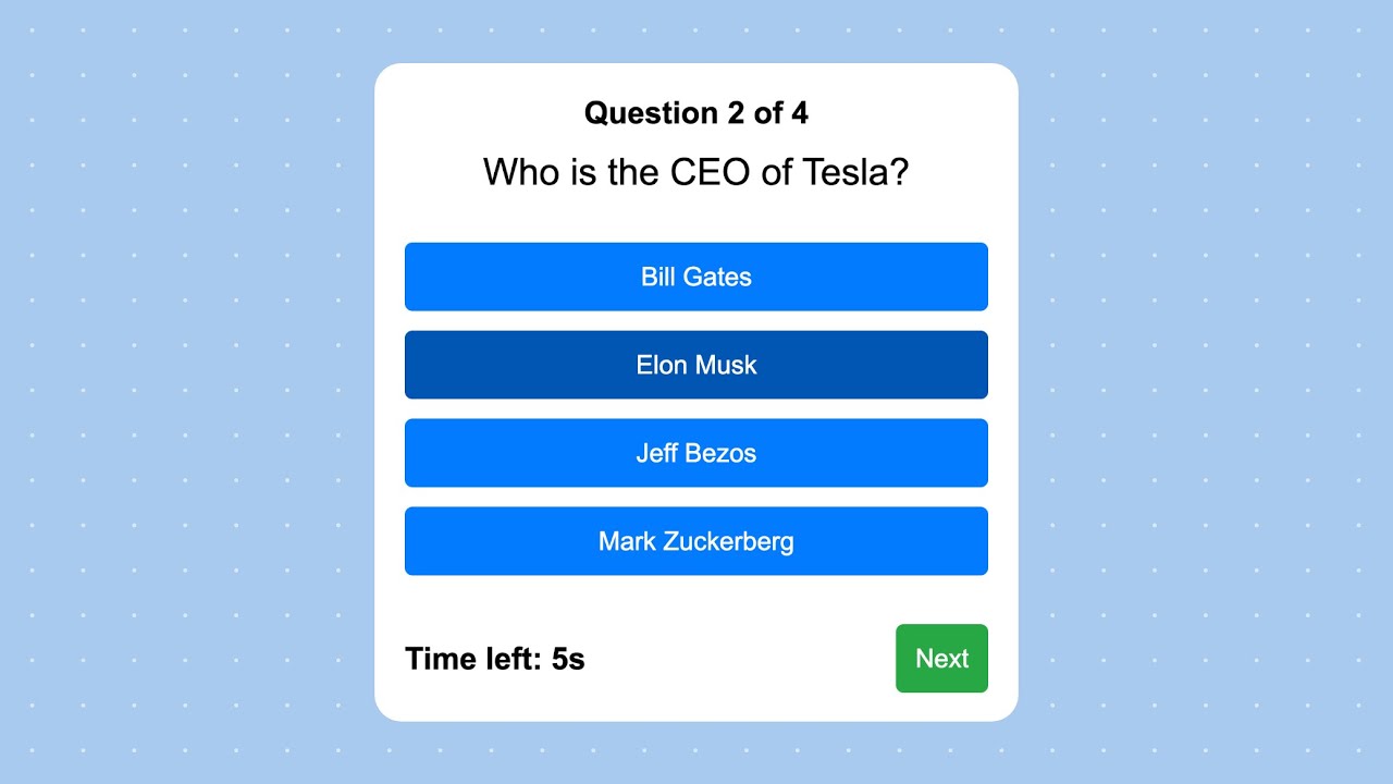 How to Create a Quiz App With Timer using HTML, CSS, and JavaScript | Coding With Nick