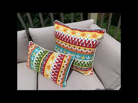 Pillow Perfect Outdoor/Indoor Cotrell Garden Throw Pillows, 18.5" x 18.5", Red, 2 Count