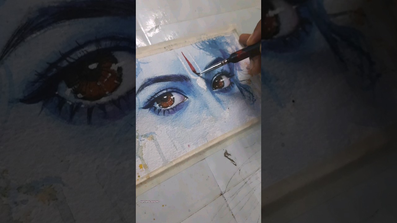 The Eyes of Krishna 👨‍🎨💚.. #watercolor #painting #art #artist