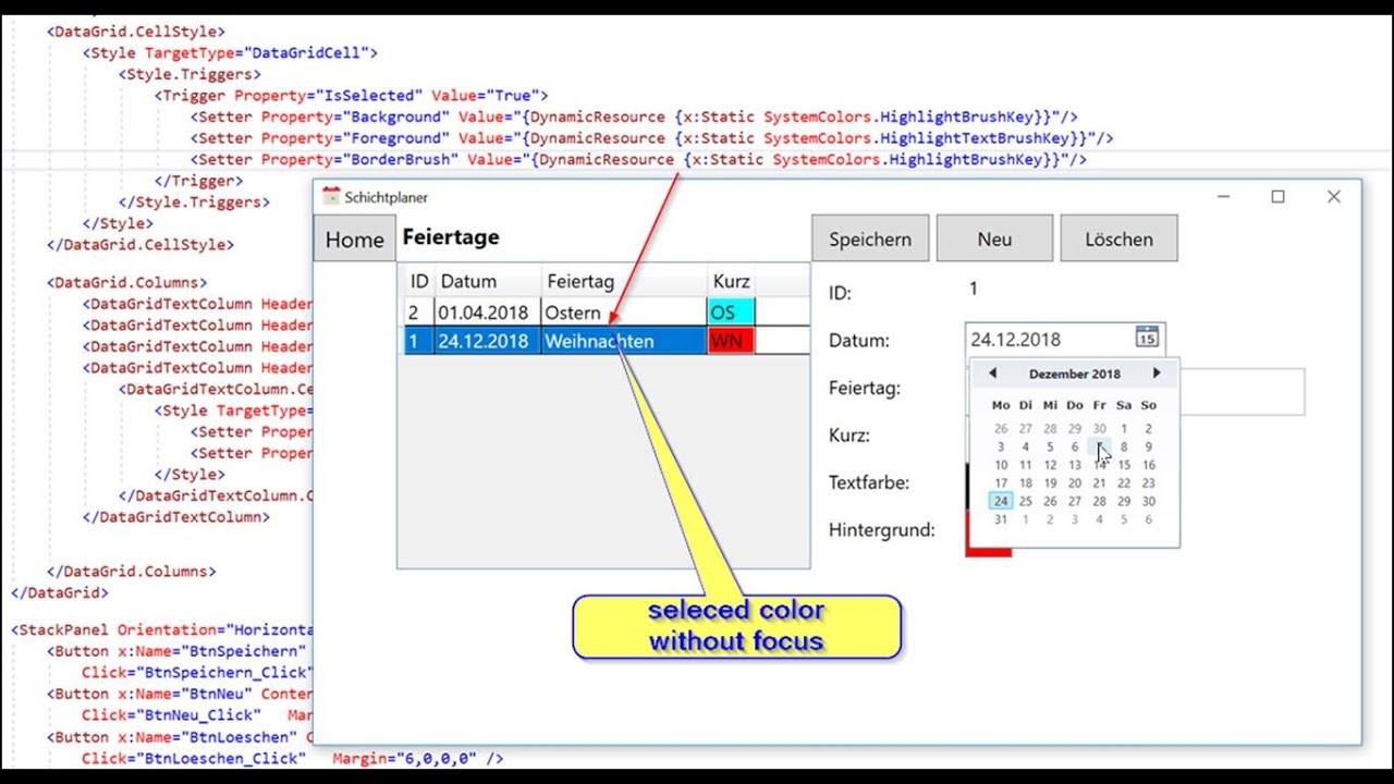 Set Color for DataGrid Row without Focus