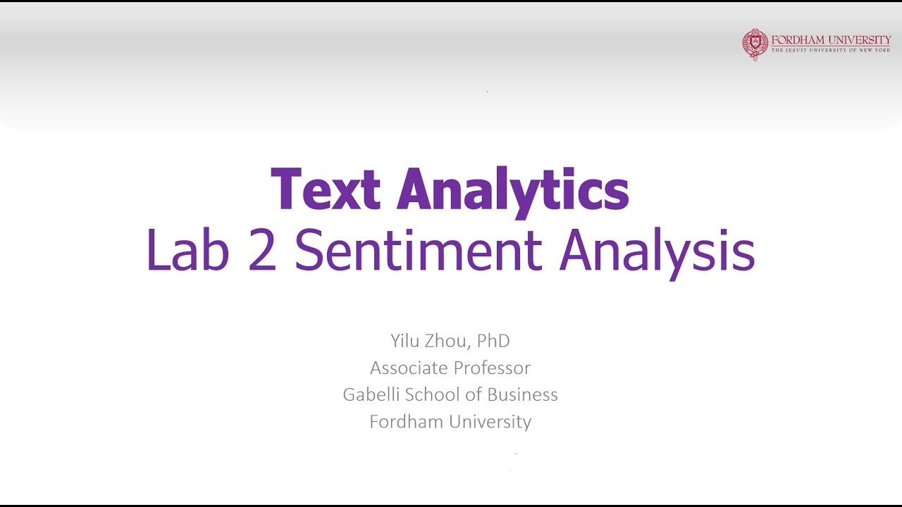 {Text Analytics} Lab 2 Sentiment Analysis