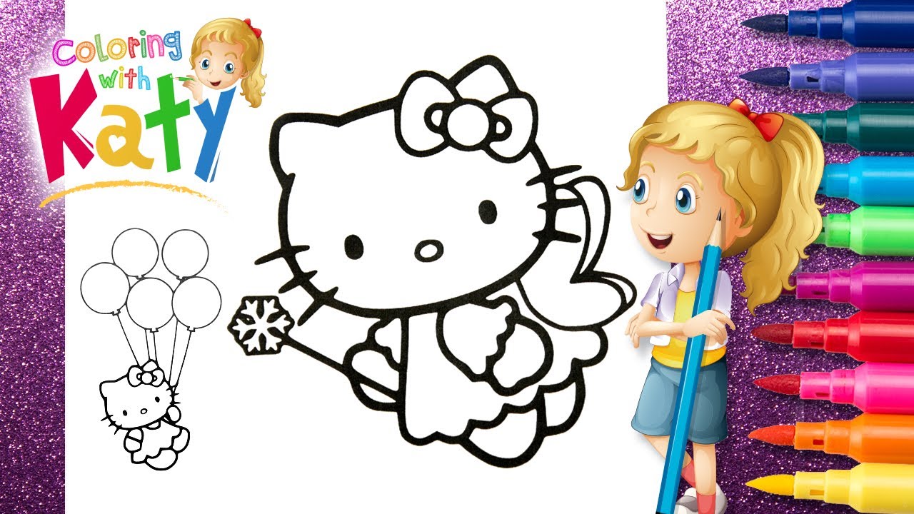 Coloring HELLO KITTY Coloring Page | Coloring with Katy (4K) for Kids and Toddlers
