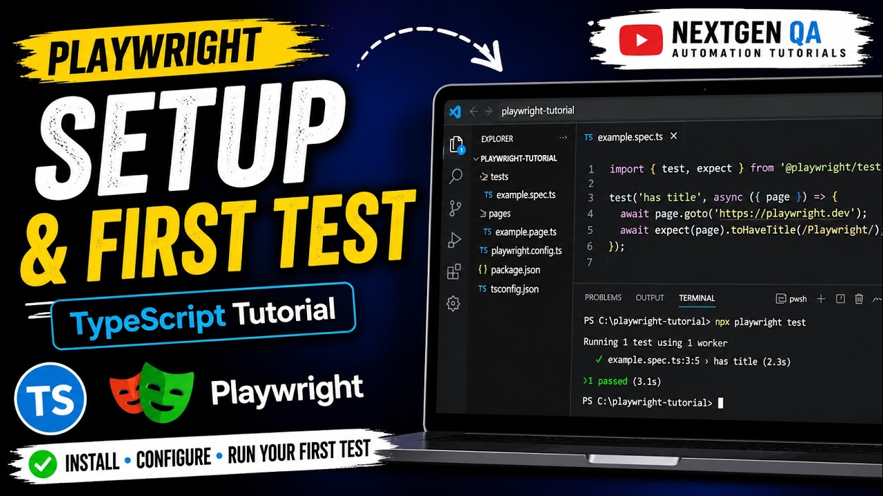 Playwright TypeScript Tutorial | Setup & First Test