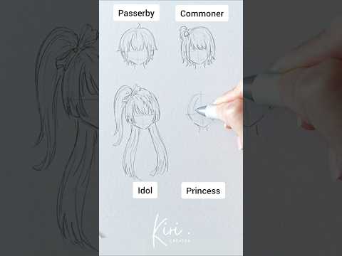 How to draw anime girl hair for different character type Easy #draw #animehairstyle #animetutorial