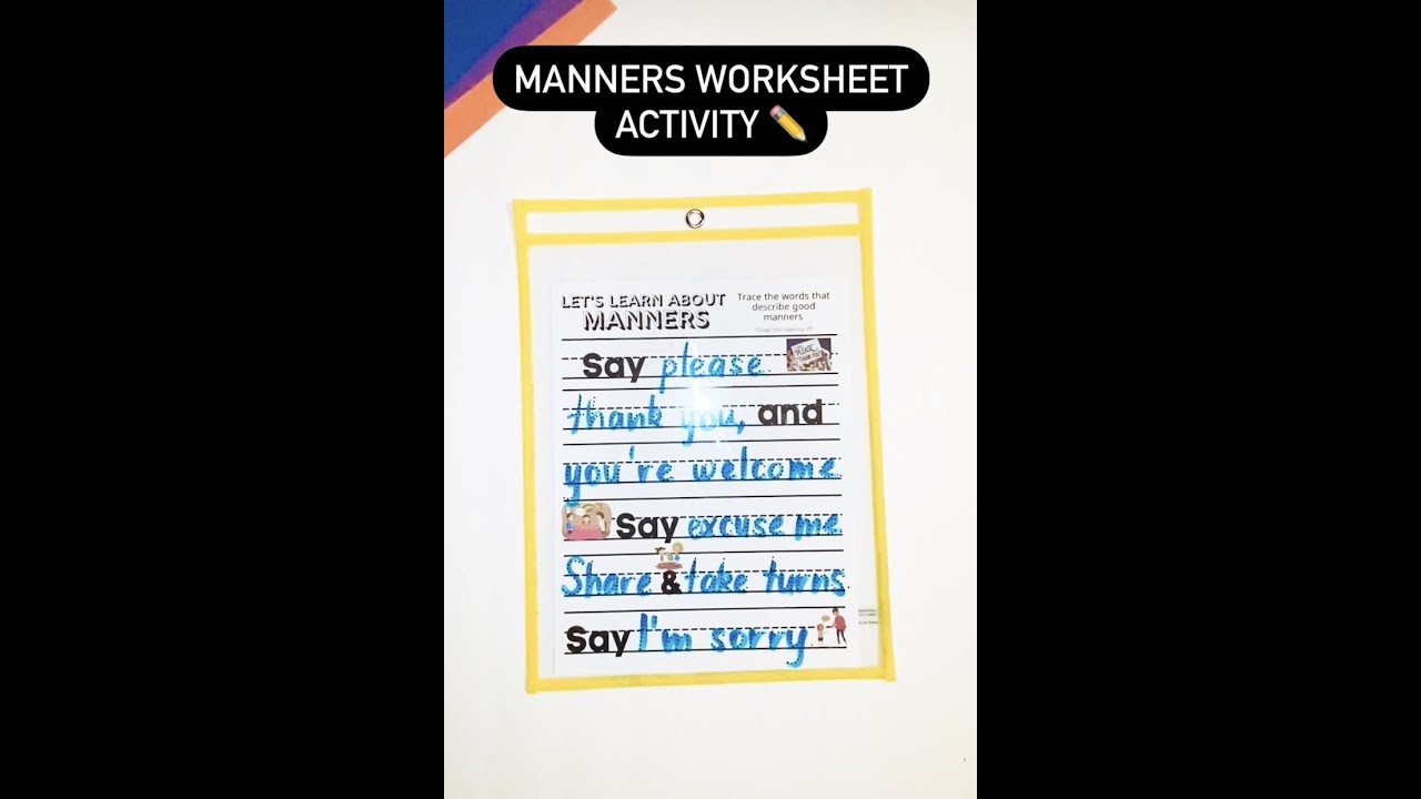Manners Worksheet Activity ✏️
