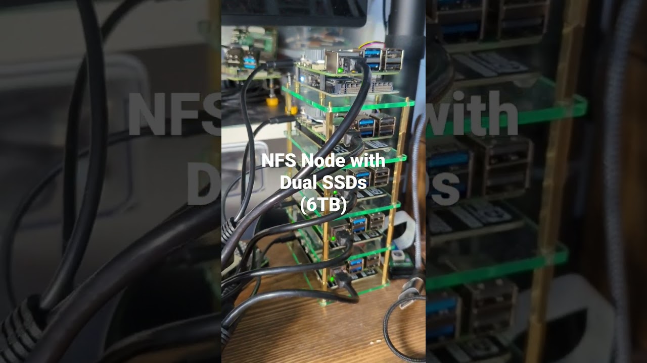 @raspberrypi 5 #cluster using @pimoroni boards for SSDs. 40 GB memory, 20 cores+ 10TB storage