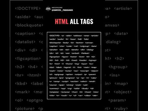 All HTML Tags in One Video 🤩🤩🤩 #webdeveloper