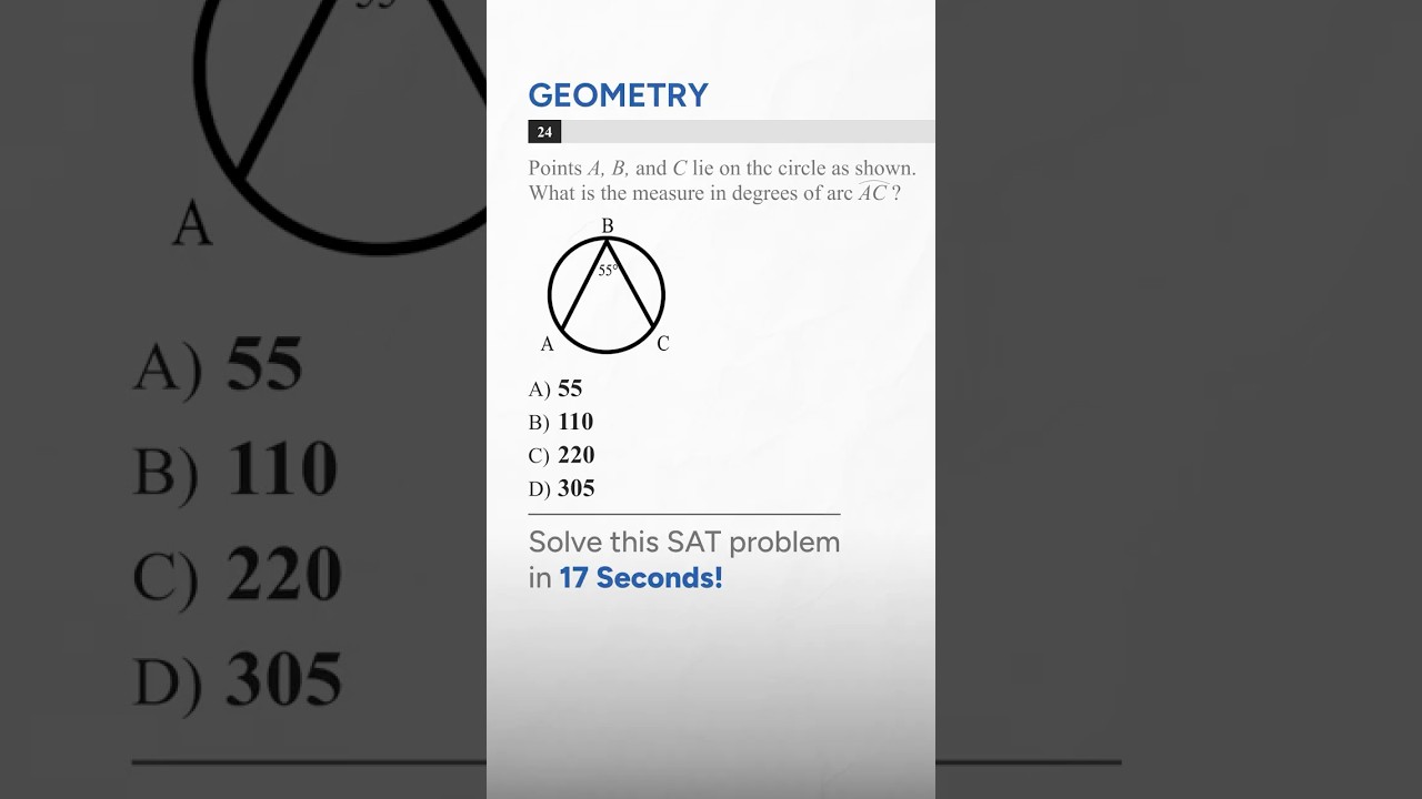 SAT Geometry Hack: Solve Circle Arc Measure Problems with This Simple Trick!