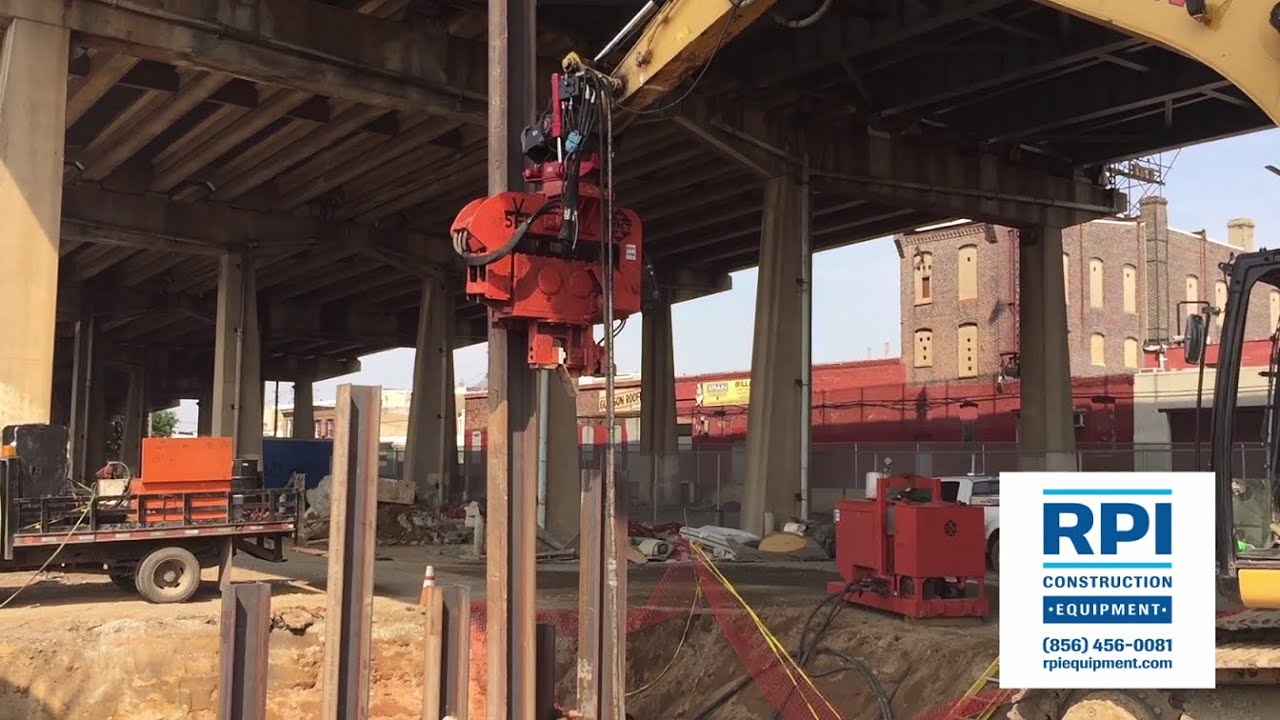 Vibro rentals. Excavator mounted pile driver.